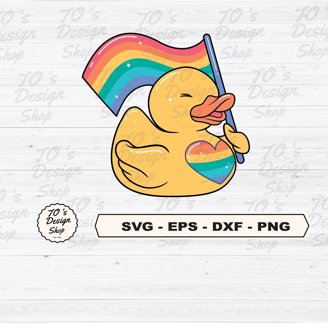 Cute LGBT Rubber Duck Svg, Rubber Ducky Svg, Pride Duck Svg, Funny ...