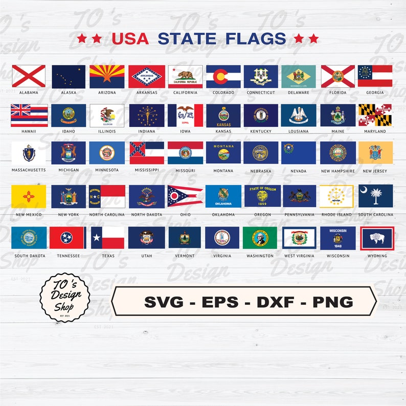 All 50 USA State Flag, US 50 State Svg, America State Flag Svg, US ...