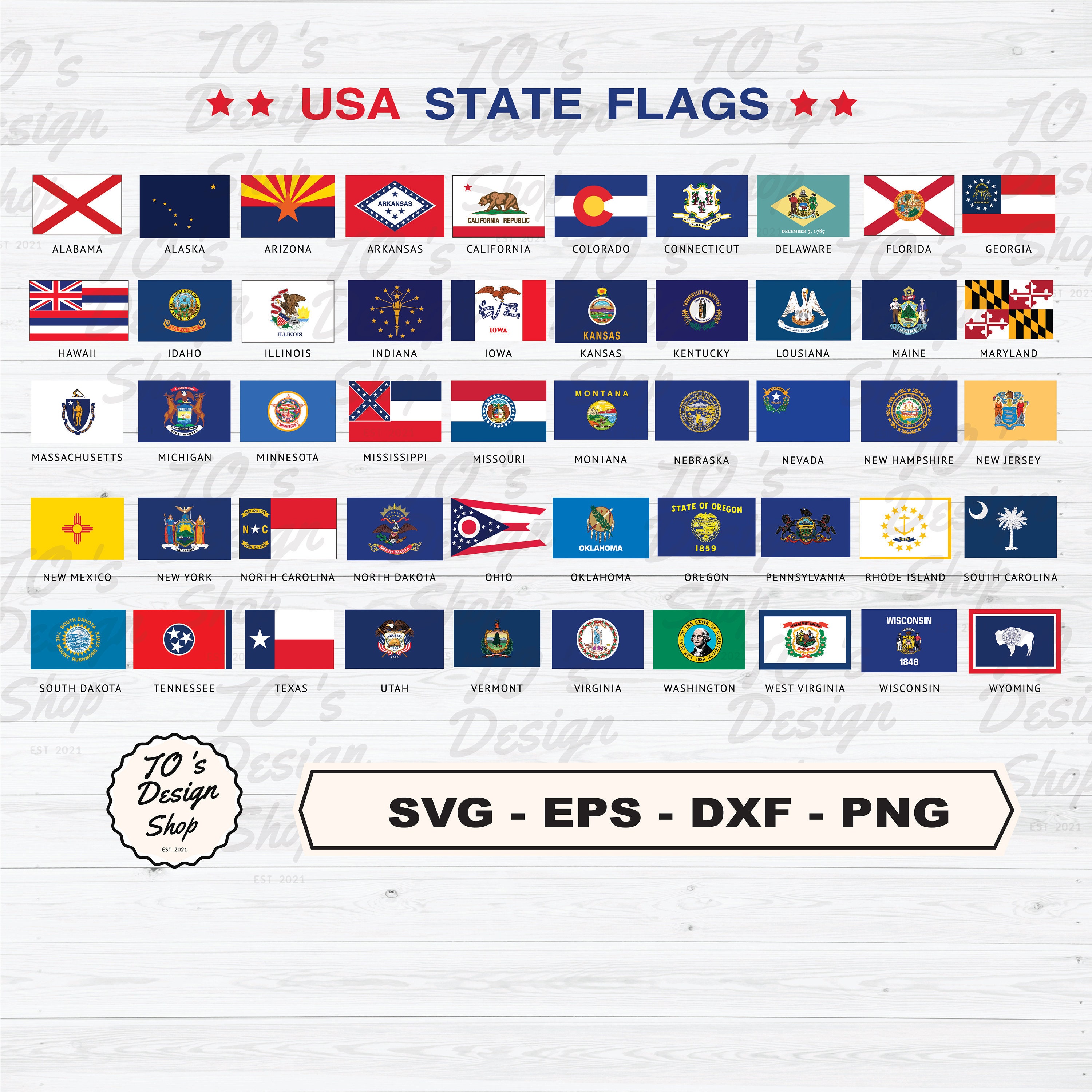 All 50 USA State Flag, US 50 State Svg, America State Flag Svg, US ...
