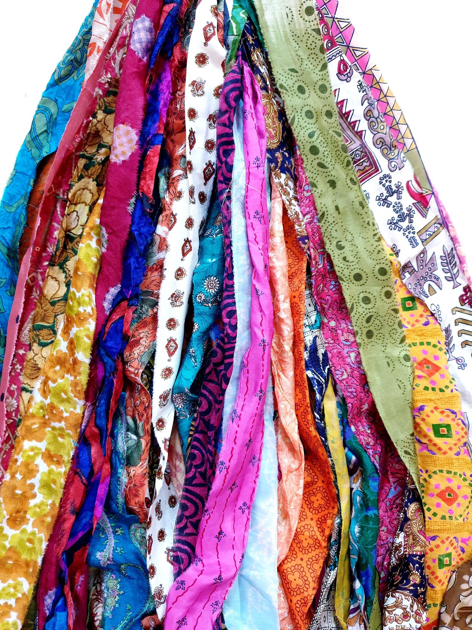 5 to 50 Yards Unstitched PURE Silk Sari Ribbon Yarn Tassels SKEINS ...