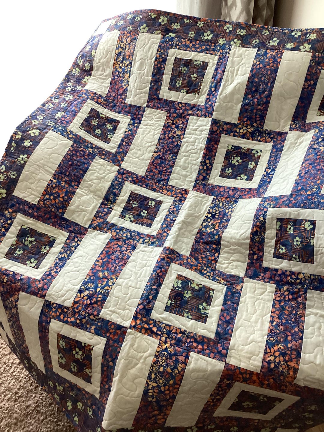 Spring Lap Quilt Small Enough for Porch Swing, Wheelchair, Car Back Seat, Bright and Cheery for ...