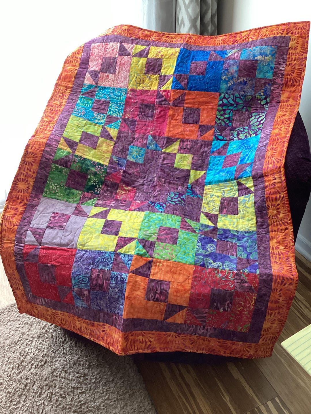 Spring Lap Quilt Small Enough for Porch Swing, Wheelchair, Car Back Seat, Bright and Cheery for ...