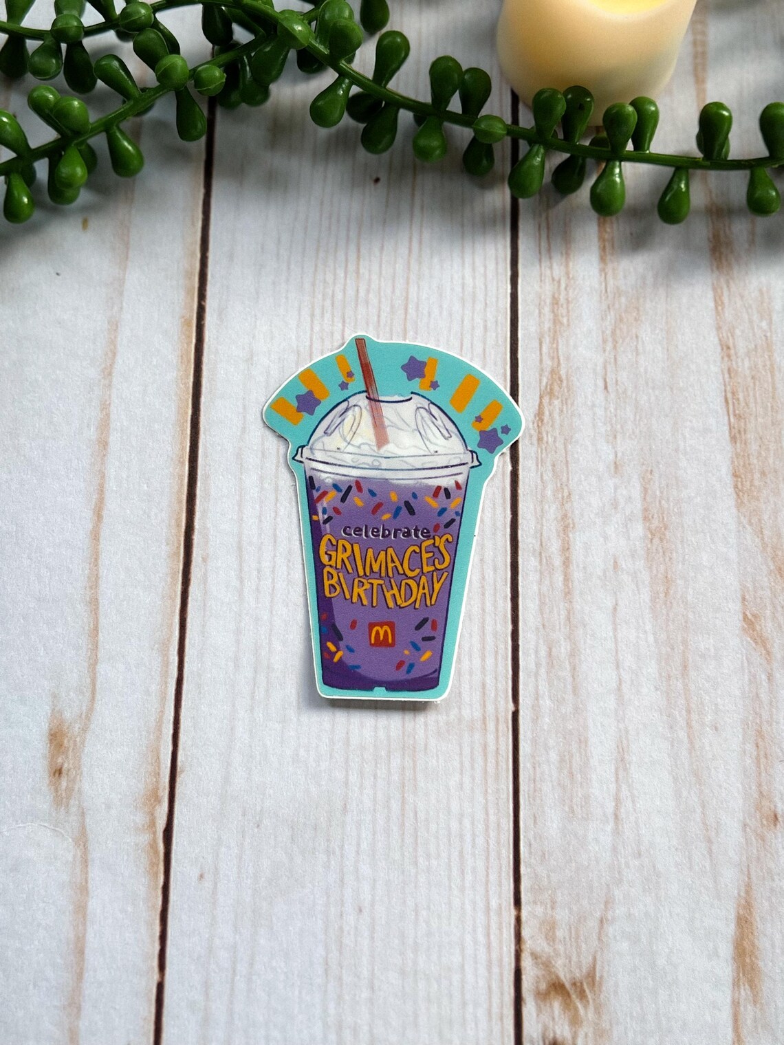 Grimace Birthday Shake Matte Sticker - Etsy