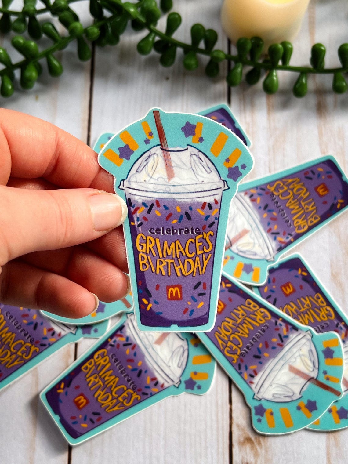 Grimace Birthday Shake Matte Sticker - Etsy