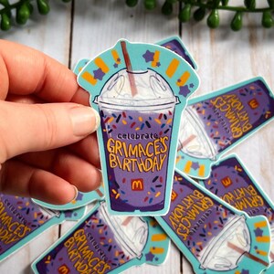 Grimace Birthday Shake Matte Sticker - Etsy