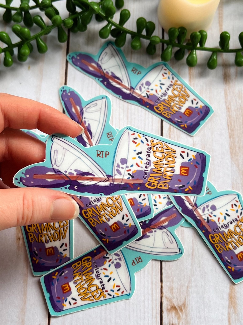 Grimace Birthday Shake Matte Sticker - Etsy