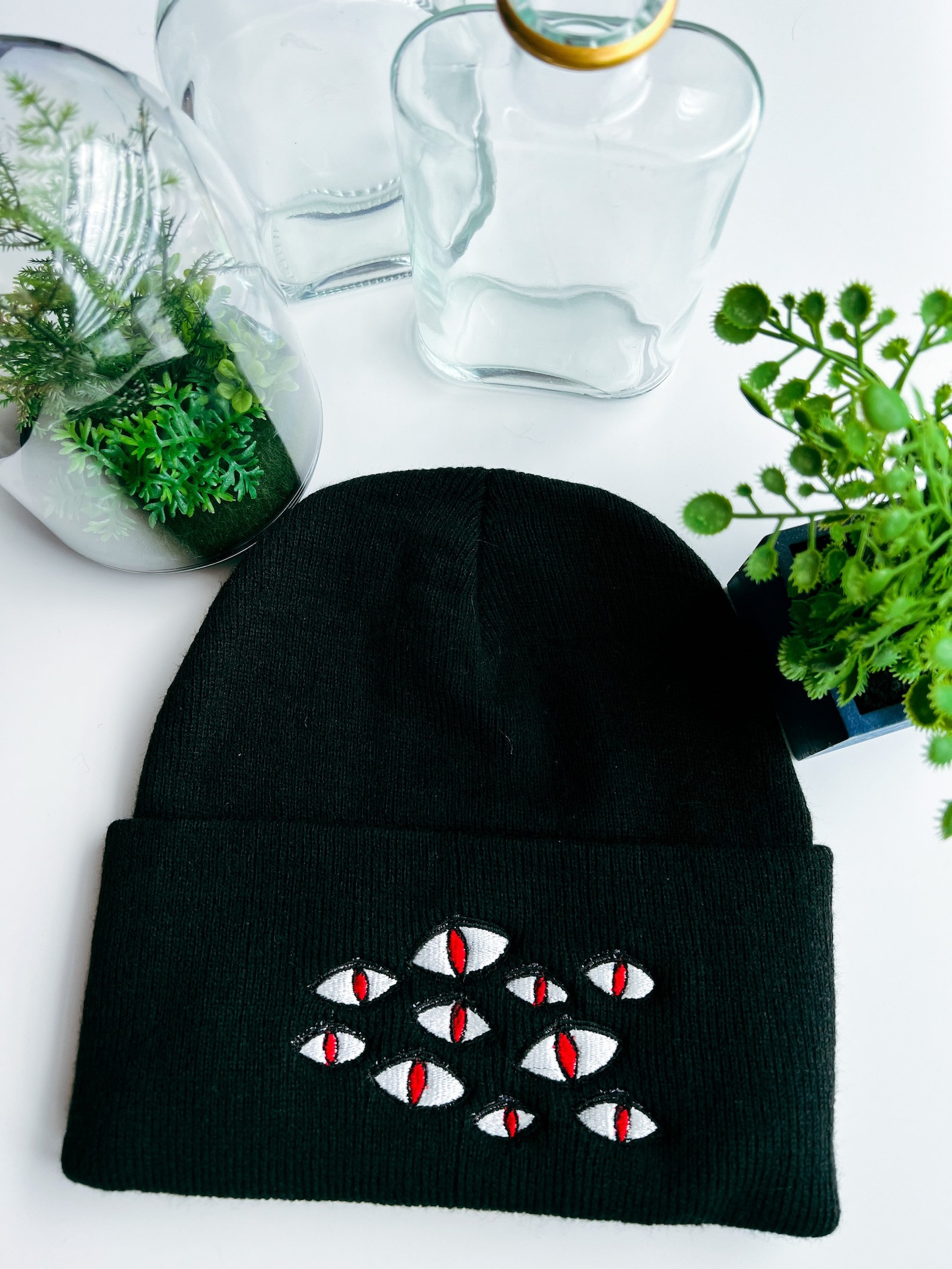 Monster Eyes Beanie Demon Eyes Beanie Embroidered Beanie - Etsy