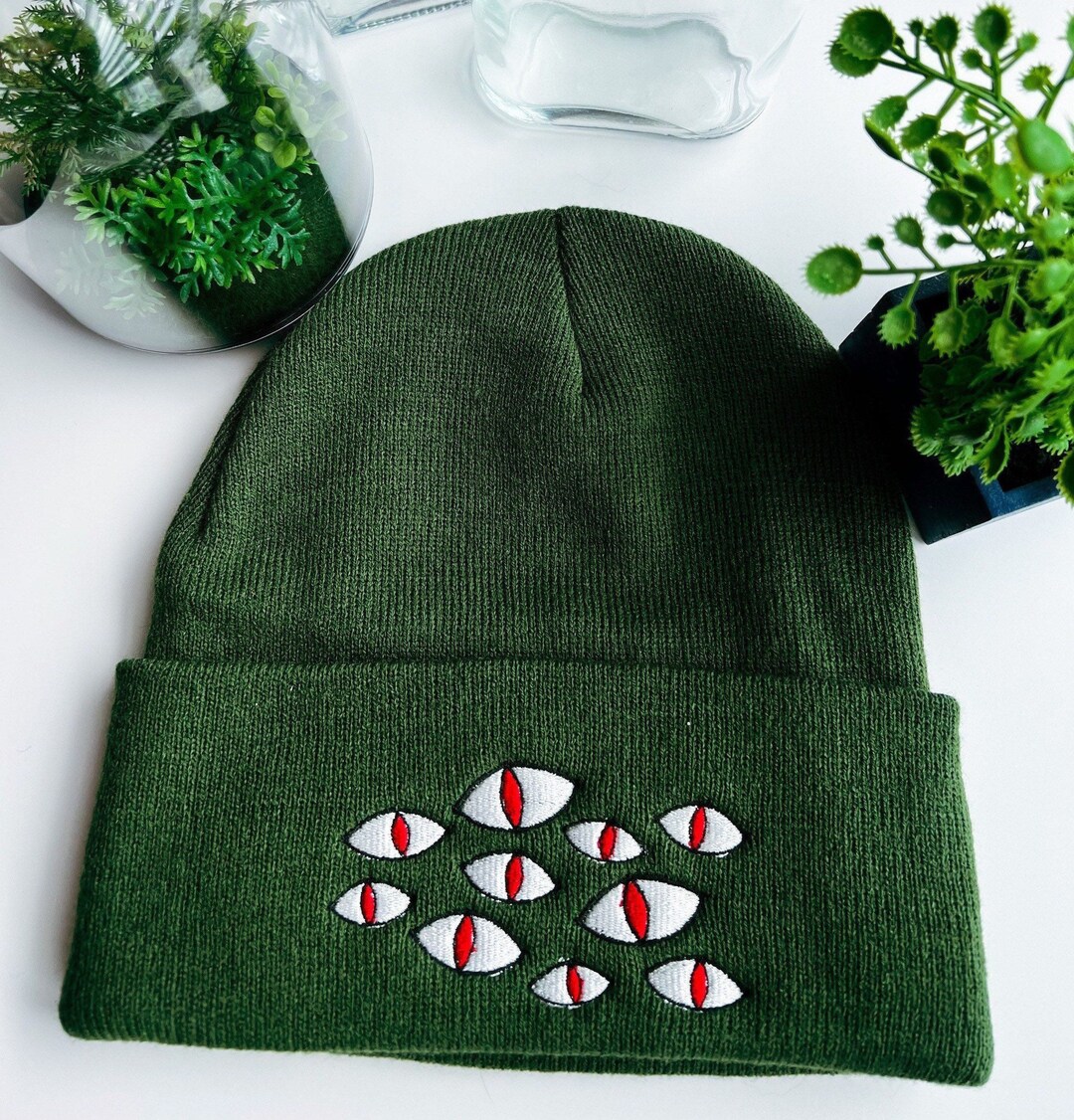 Monster Eyes Beanie Demon Eyes Beanie Embroidered Beanie - Etsy