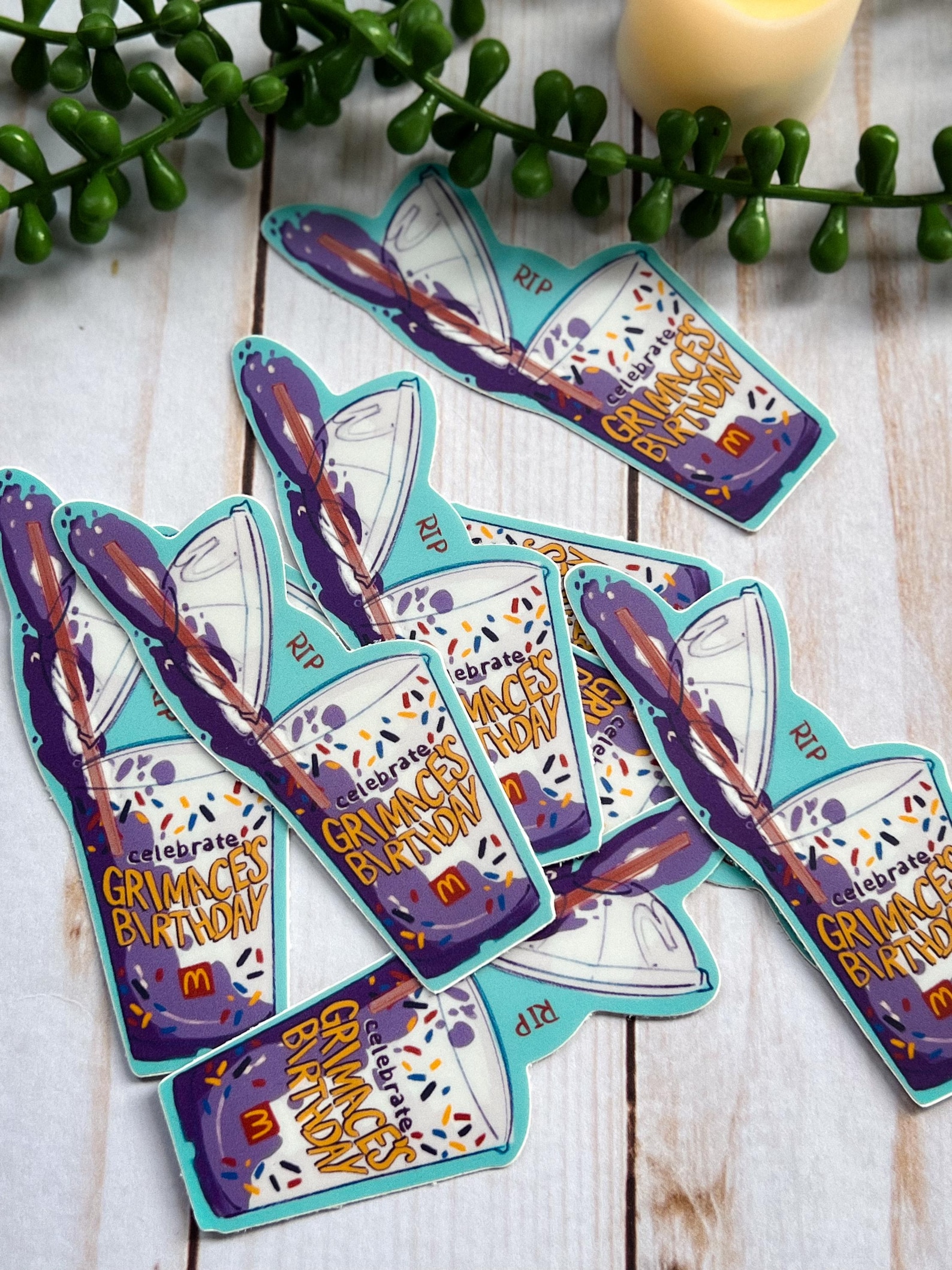 Grimace Birthday Shake Matte Sticker - Etsy