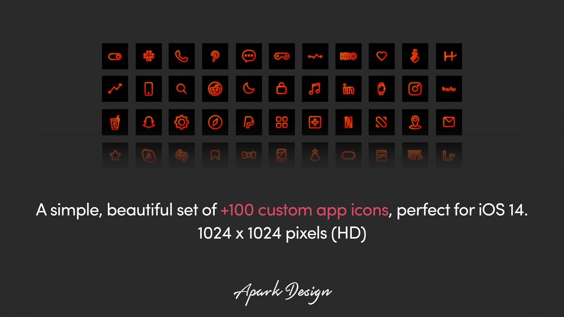 100+ App Icons IOS 14 - Red Neon - Etsy