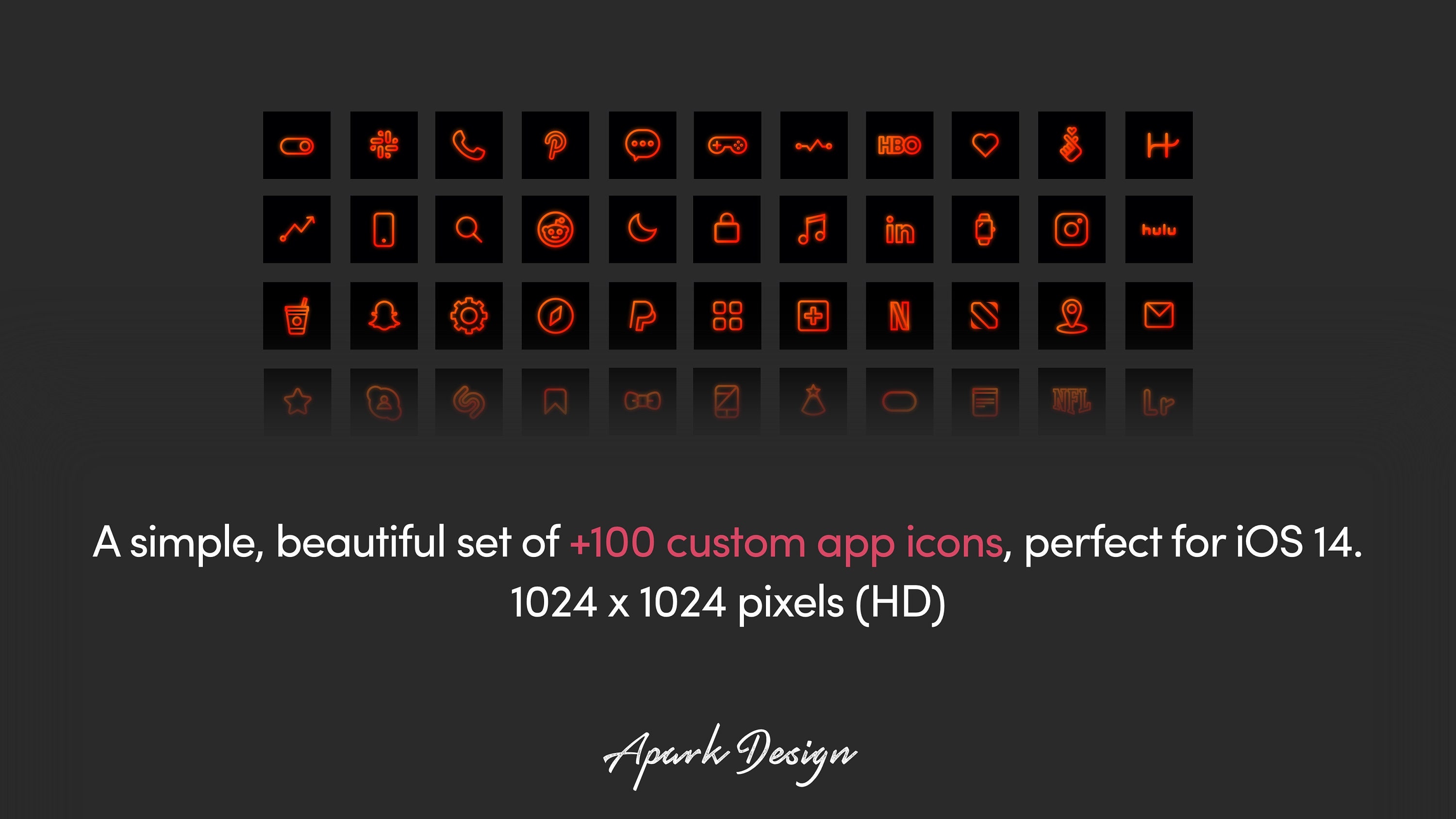 100+ App Icons IOS 14 - Red Neon - Etsy