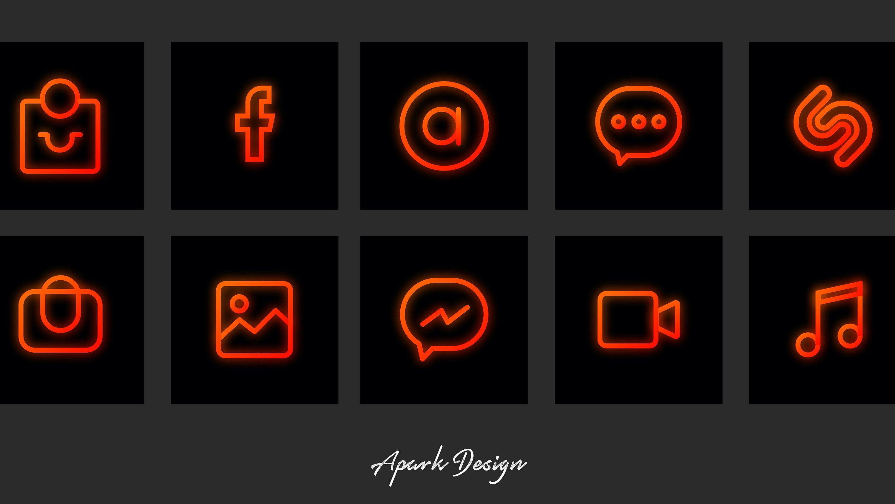 100 App Icons IOS 14 Red Neon - Etsy