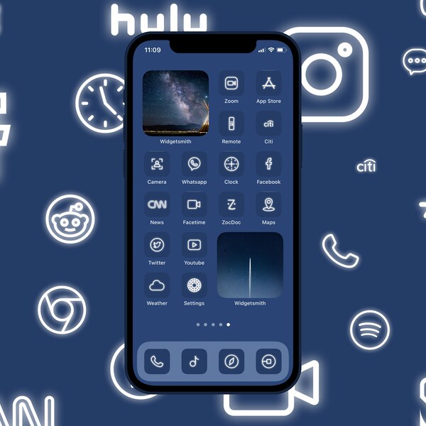 Neon Blue App Icons - Etsy