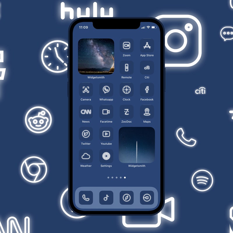 Neon Blue App Icons - Etsy