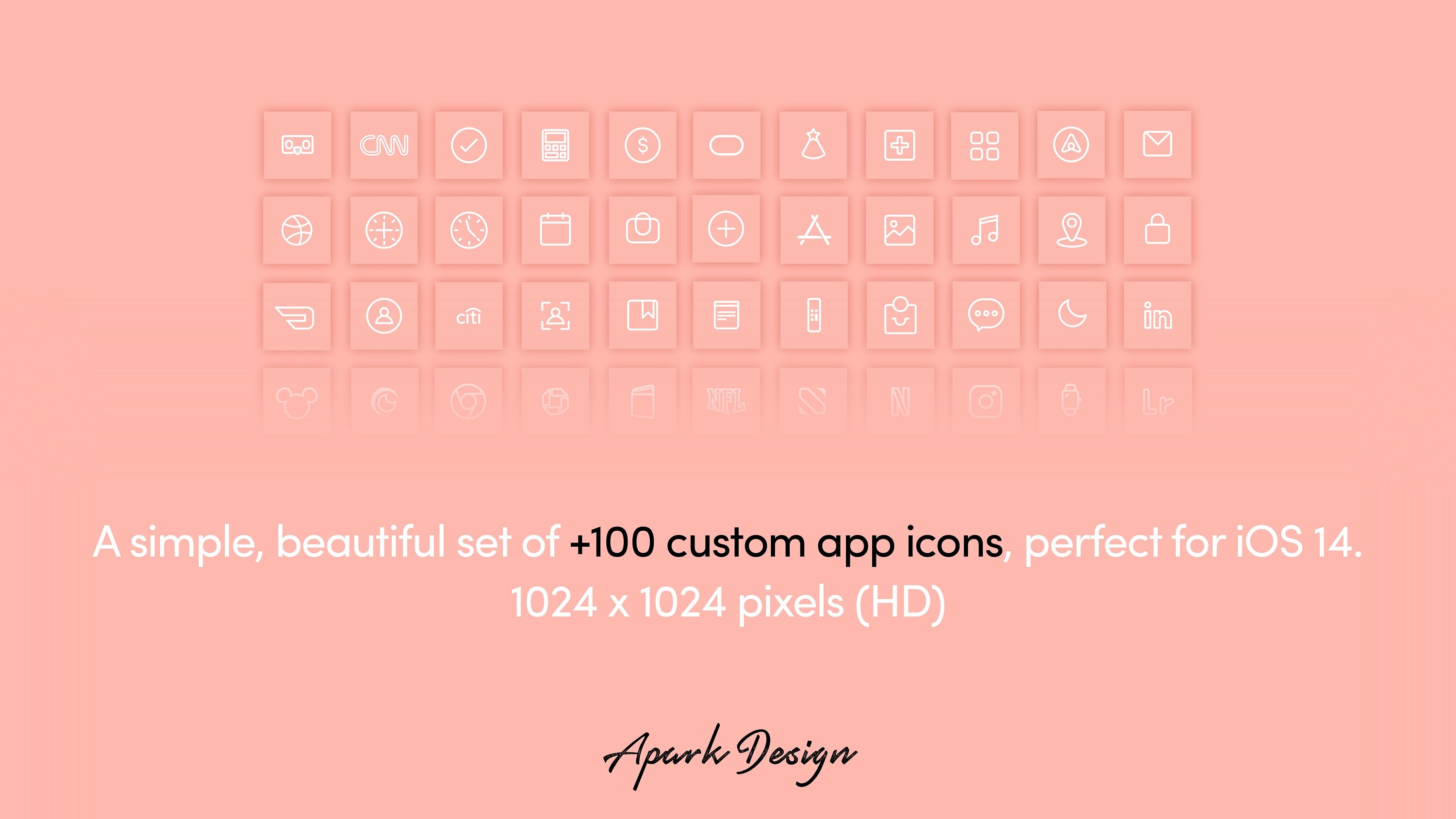 100+ App Icons IOS 14 - Peach - Etsy