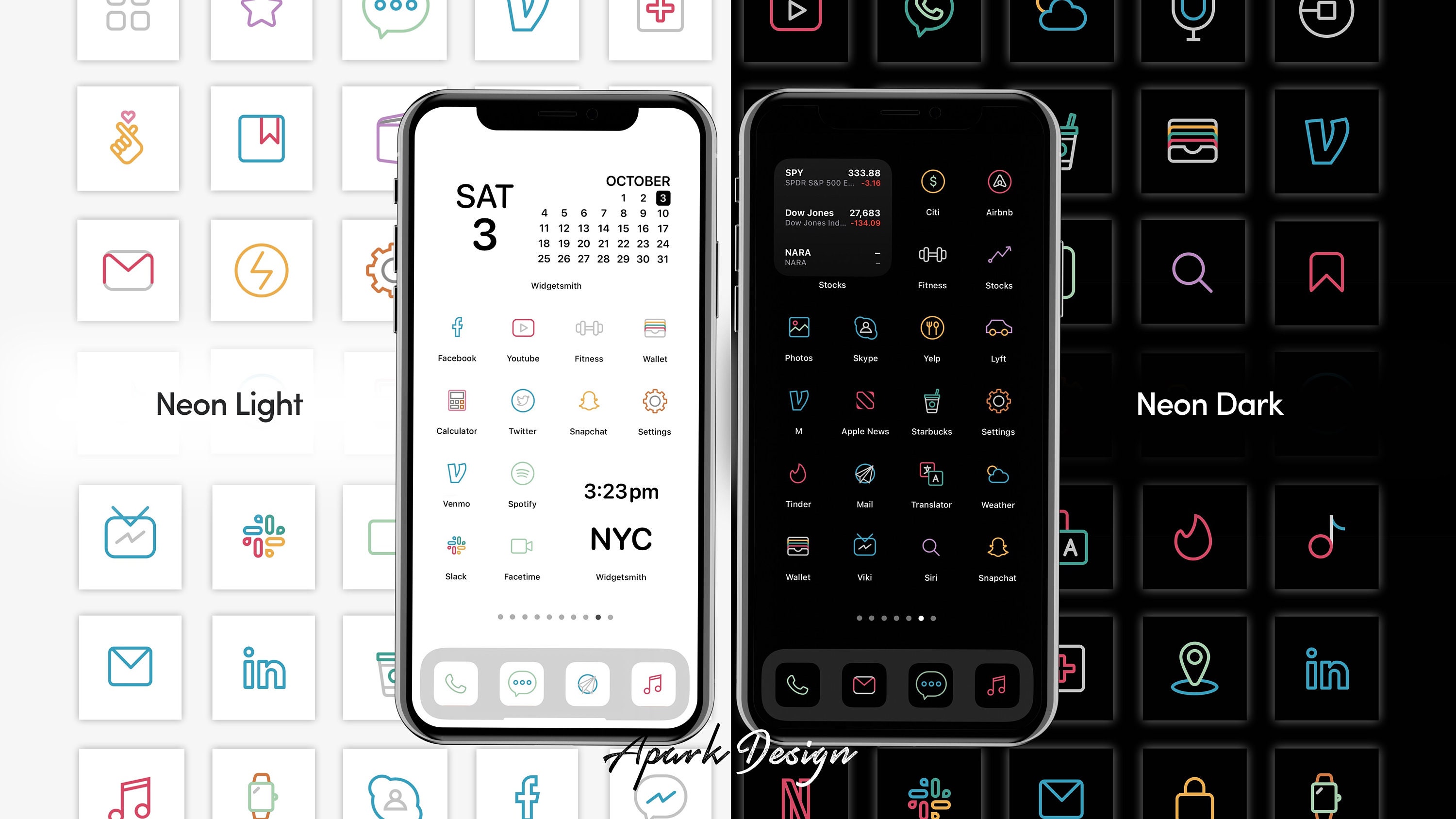 App Icons IOS 14 - Neon Icons B&W - Etsy