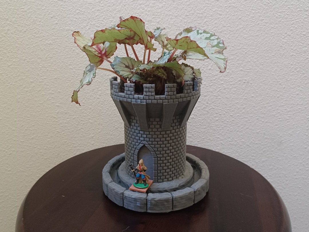 Tower Plant Pot With Working Drawbridge and Moat - Etsy
