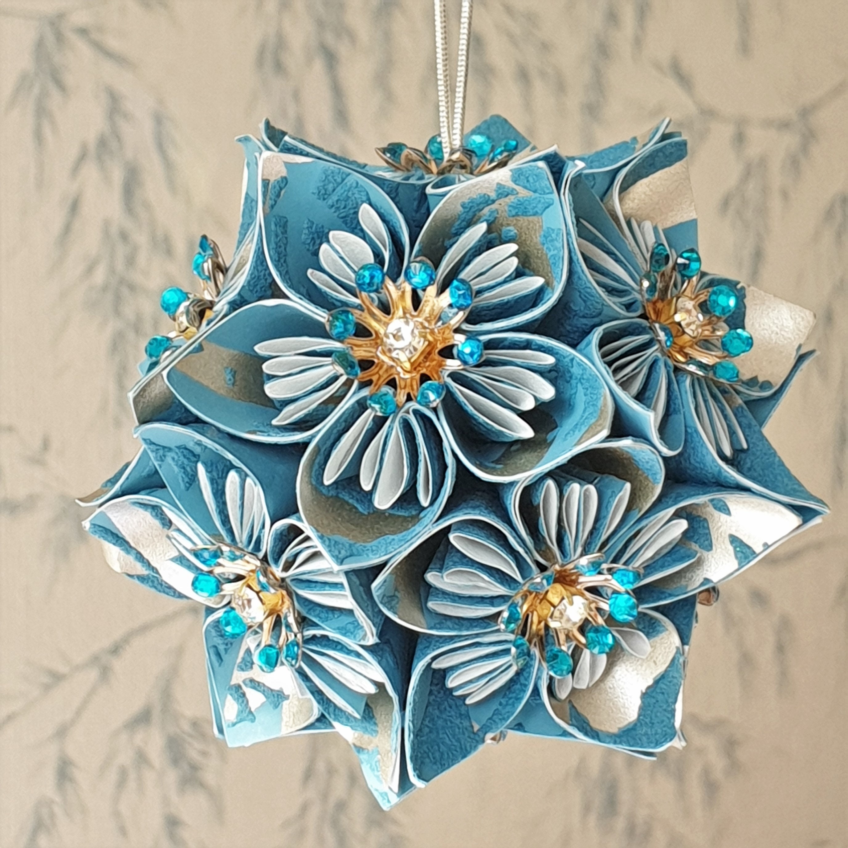 Origami Flower Ball, Christmas Table Bowl Ornament. Paper Anniversary ...