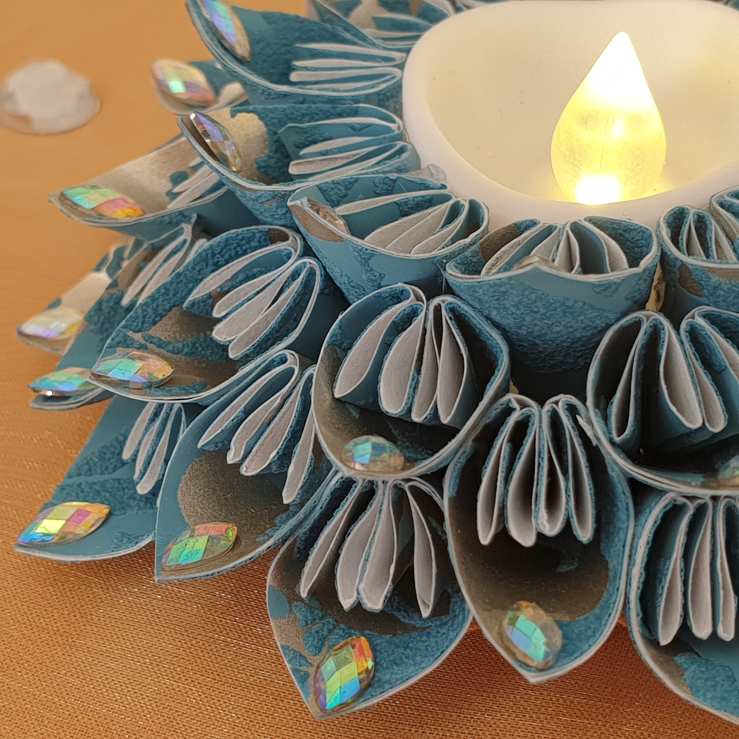 Teal Boho Style Tealights Set of 2 Flameless Flickering Led - Etsy UK