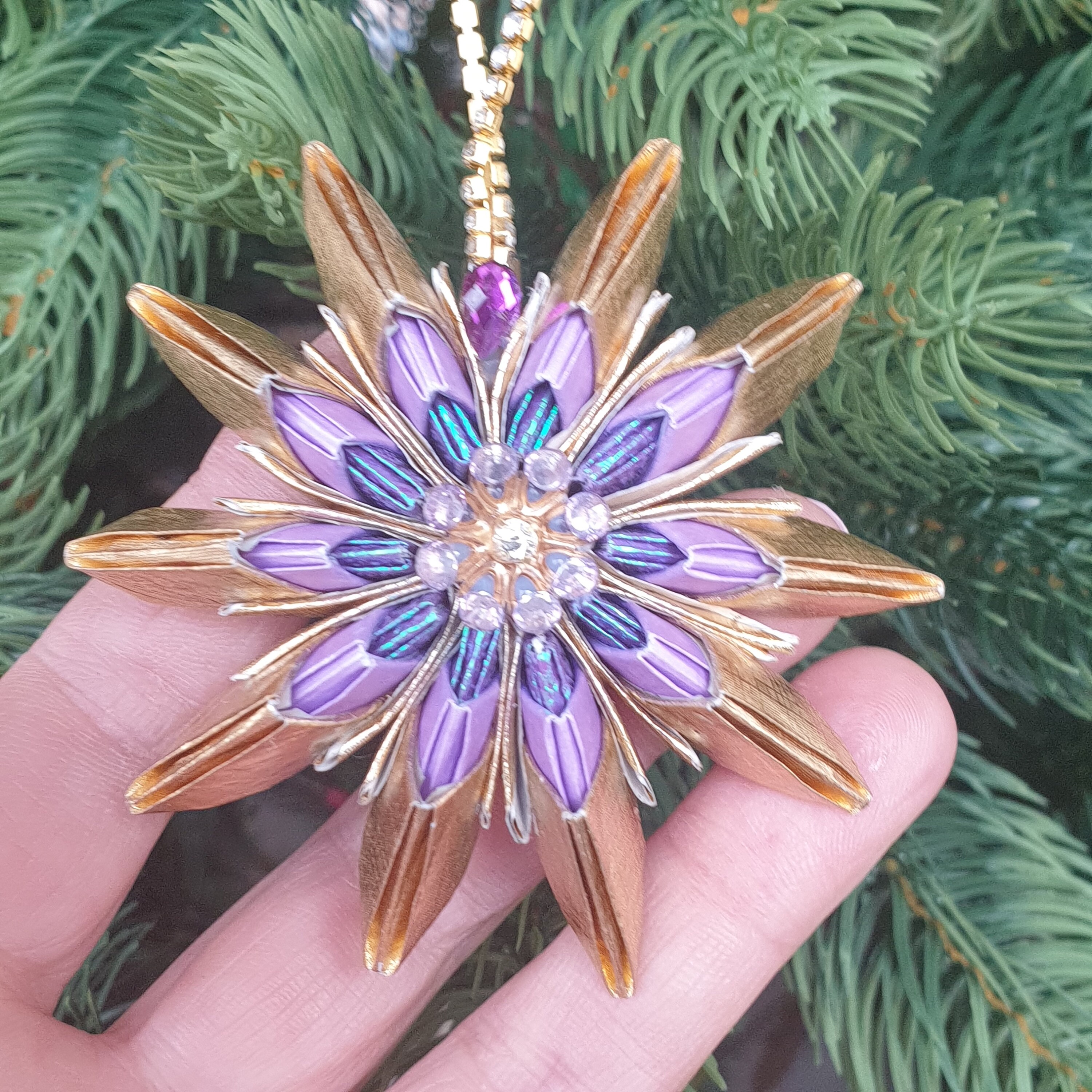 Sparkling Purple Lilac and Gold Paper Origami Ornament Paper - Etsy UK