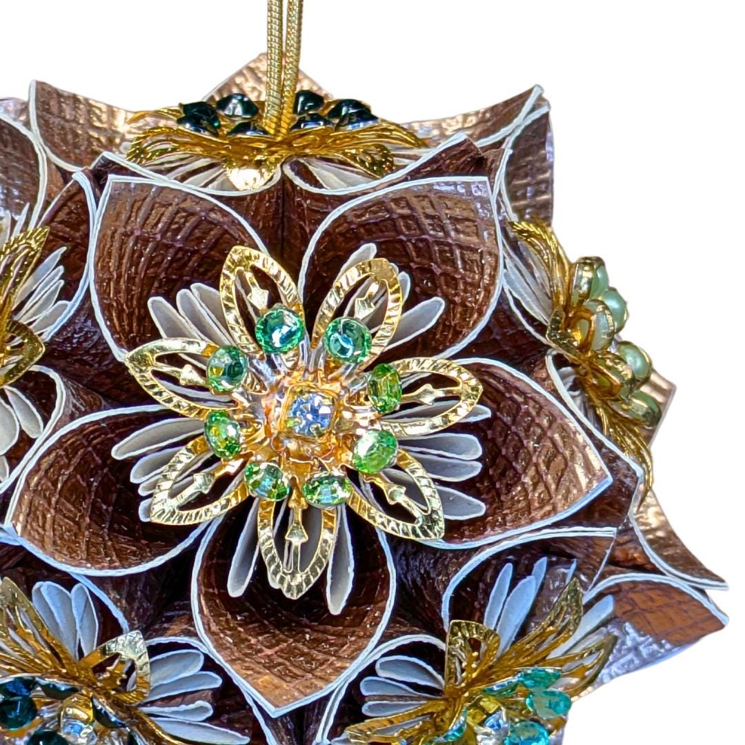 Gold Kusudama Flower Ball Ornament Gift a Handmade Christmas Tree ...