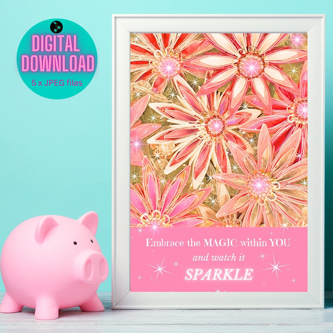Pink Floral Print Feel Good Preppy Dorm Wall Art or Magical - Etsy