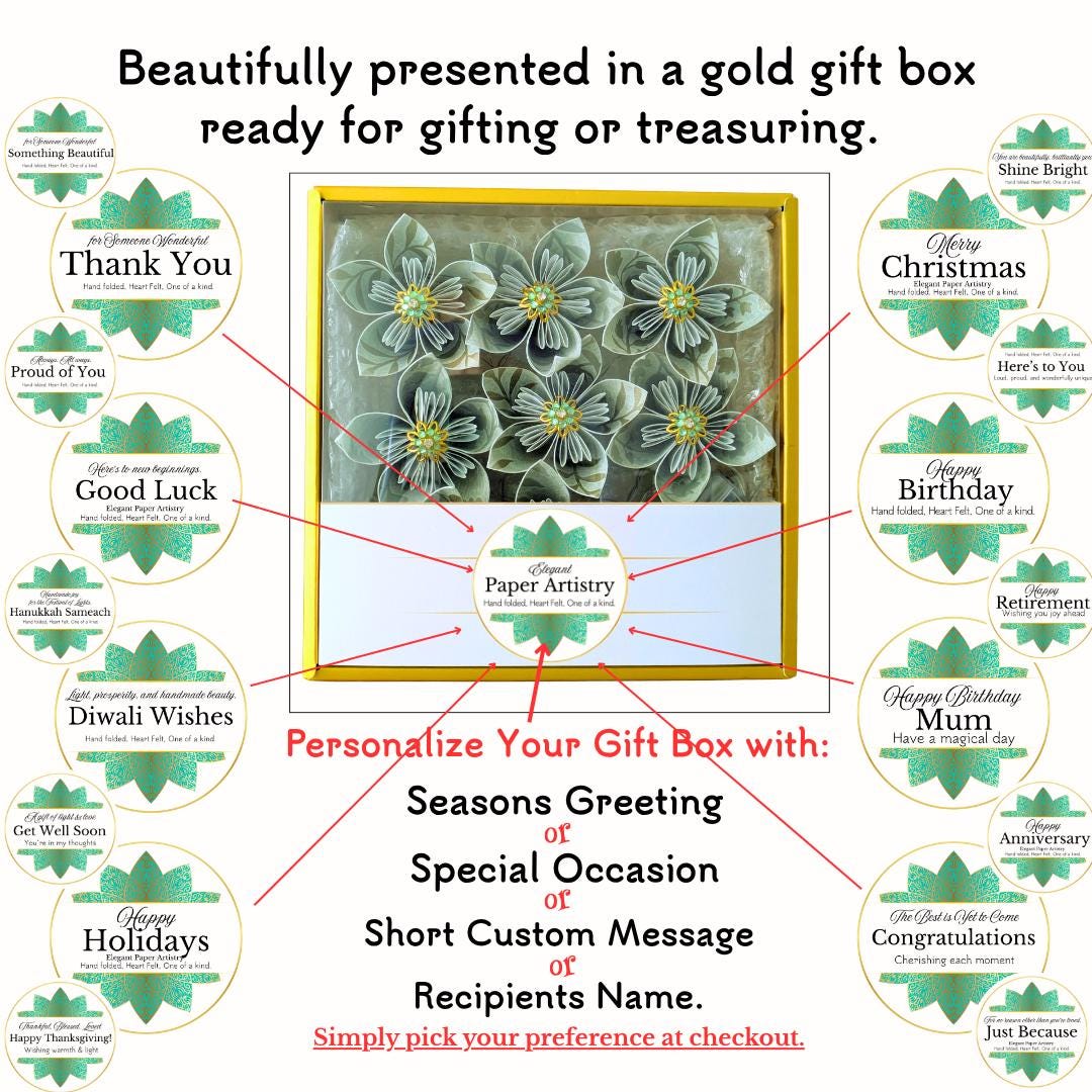 Sage Green Paper Flower Fairy Light Garland, Kusudama Origami Floral ...