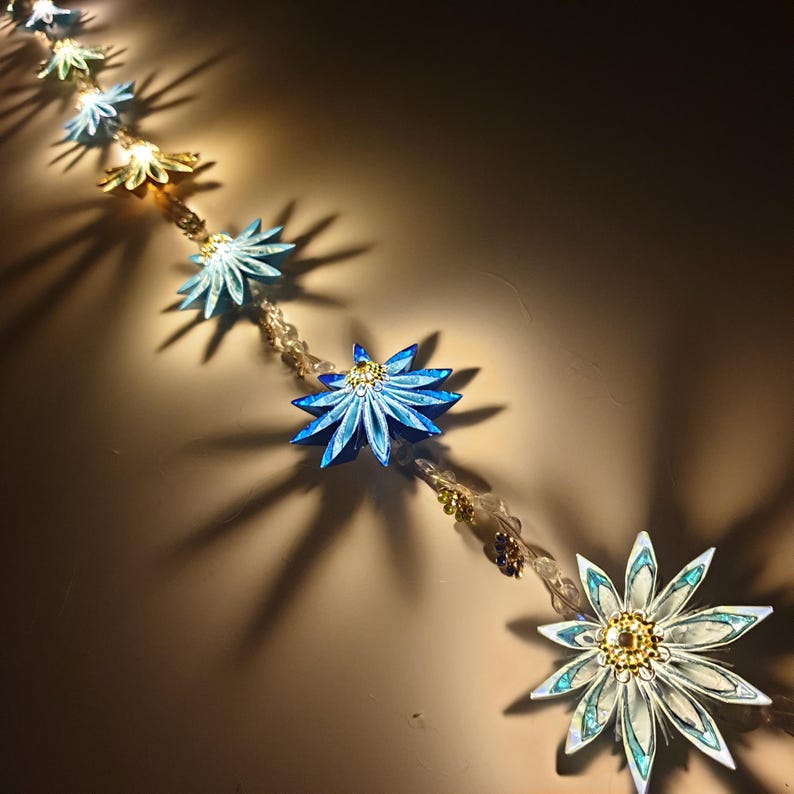 Origami Starflower Fairy Lights – LED Paper Flower String for Christmas ...