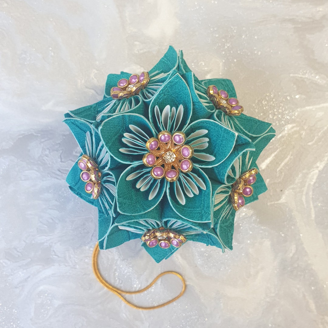 Turquoise Kusudama Flower Ball Ornament for Christmas, an Origami Paper ...