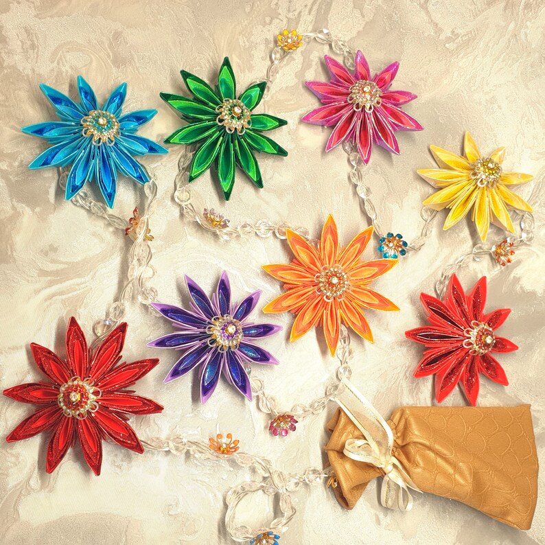 Rainbow Origami Starflower Fairy Lights: Handmade Floral Garland - Etsy