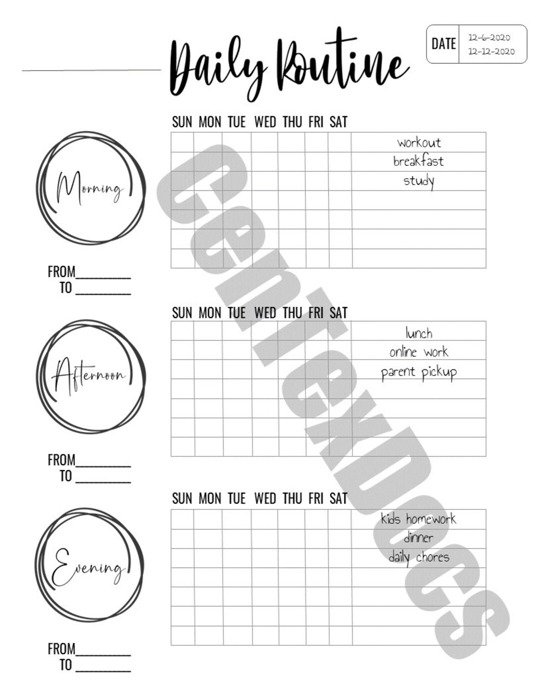 Printable Daily Routine Page for Planner - Etsy Canada