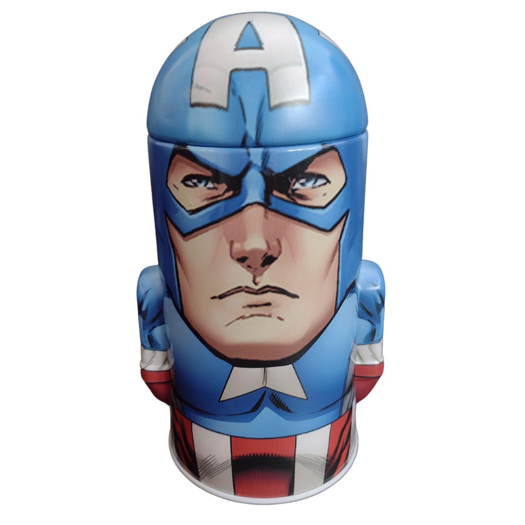 7" Captain America Tin Coin Bank 2013 Marvel Avengers Assemble ...