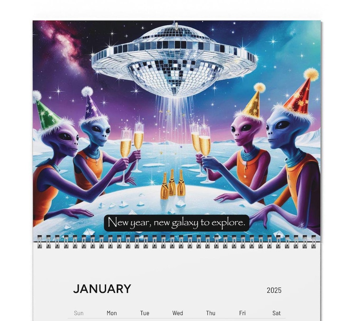 Alien Wall Calendar 2025, Funny Space Calendar, AI Art Calendar, Unique ...