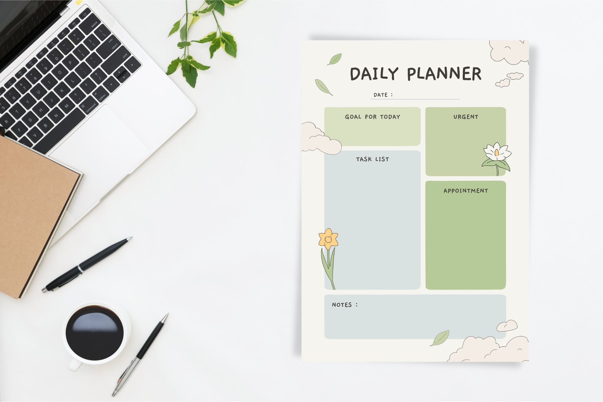 Printable Green Daily Planner INSTANT DOWNLOAD - Etsy