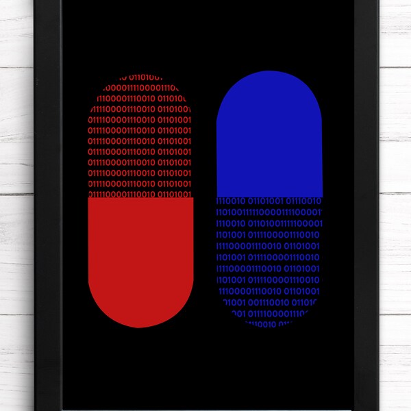 Blue and Red Poster - Etsy