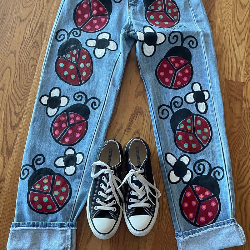 Hand Painted Jeans - Etsy