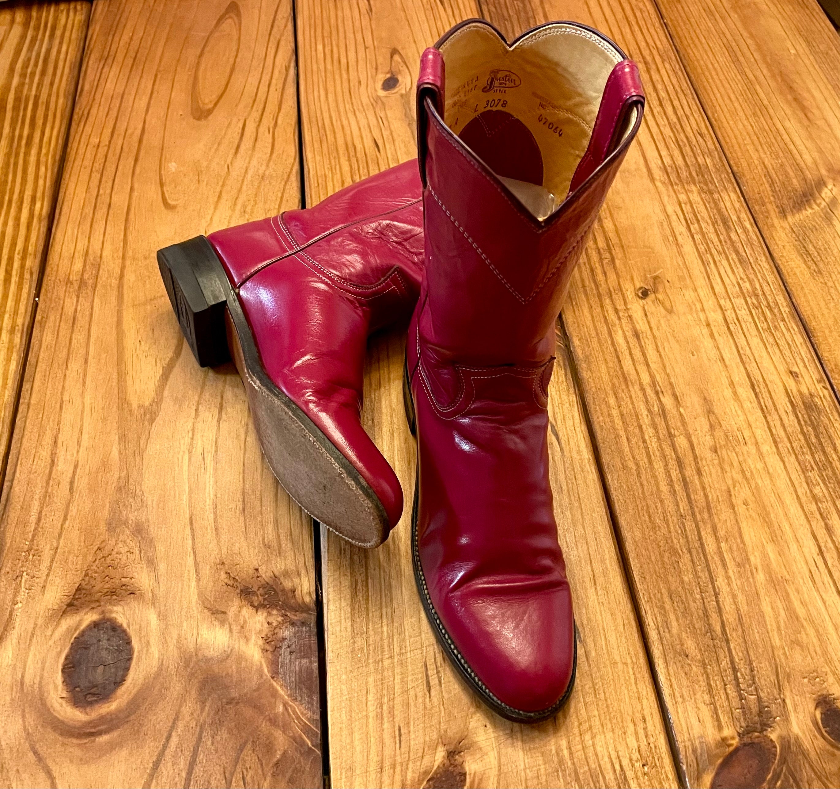 RARE Vintage Justin 80s 90s Ropers Womens NARROW 7A Fuchsia Magenta ...