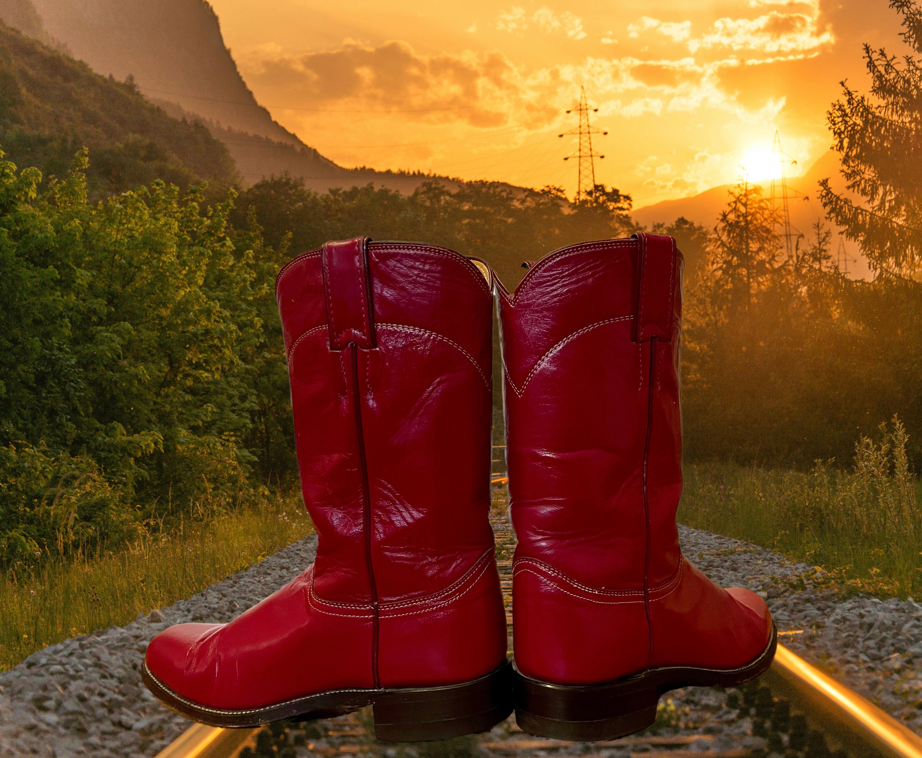 RARE Vintage Justin 80s 90s Ropers Womens NARROW 7A Fuchsia Magenta ...