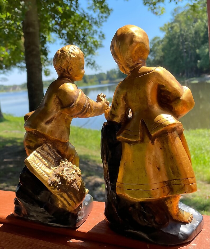 Vintage Chalkware Statues, Gilded Plaster Art, Thanhardt Burger ...