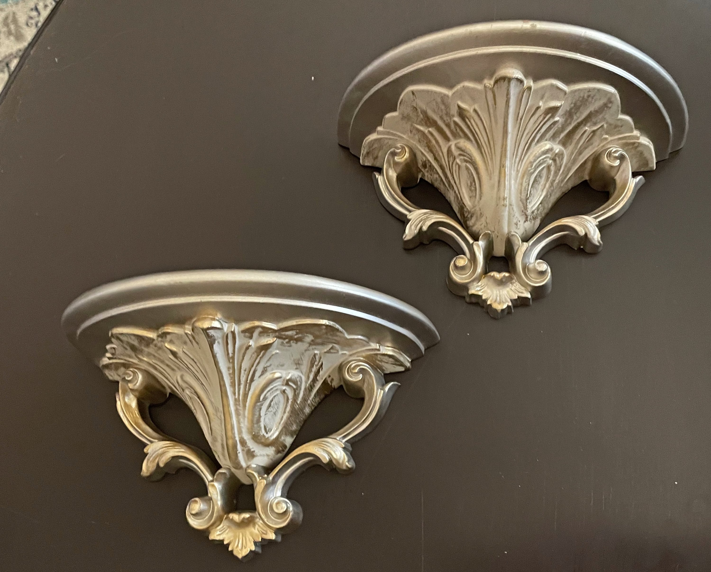 Vintage HOMCO Wall Decor Set: Silver Distressed Gold Shelves & Pockets ...