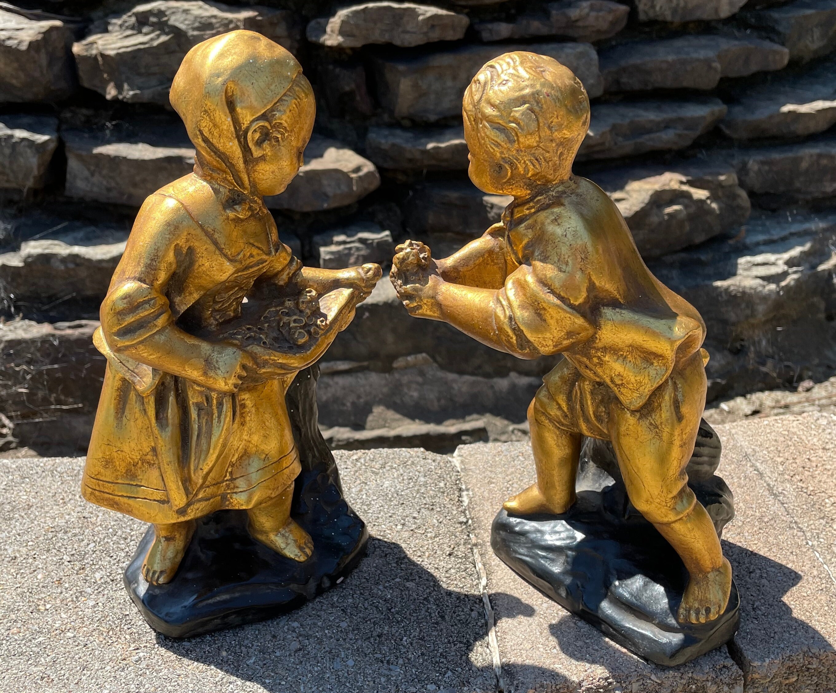 Vintage Chalkware Statues, Gilded Plaster Art, Thanhardt Burger ...