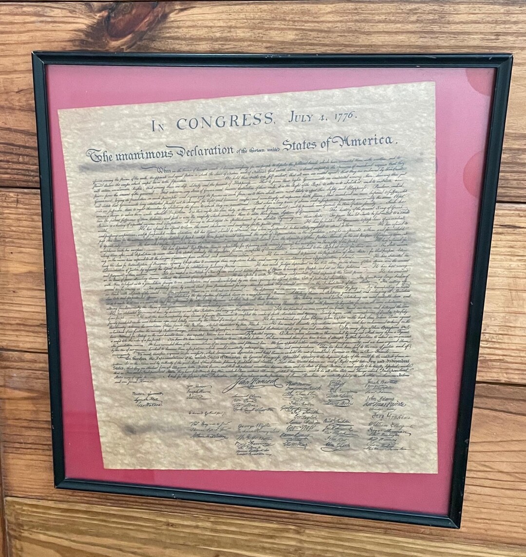 Declaration of Independence, July 4, 1776 Replica, Framed Art, Antique ...