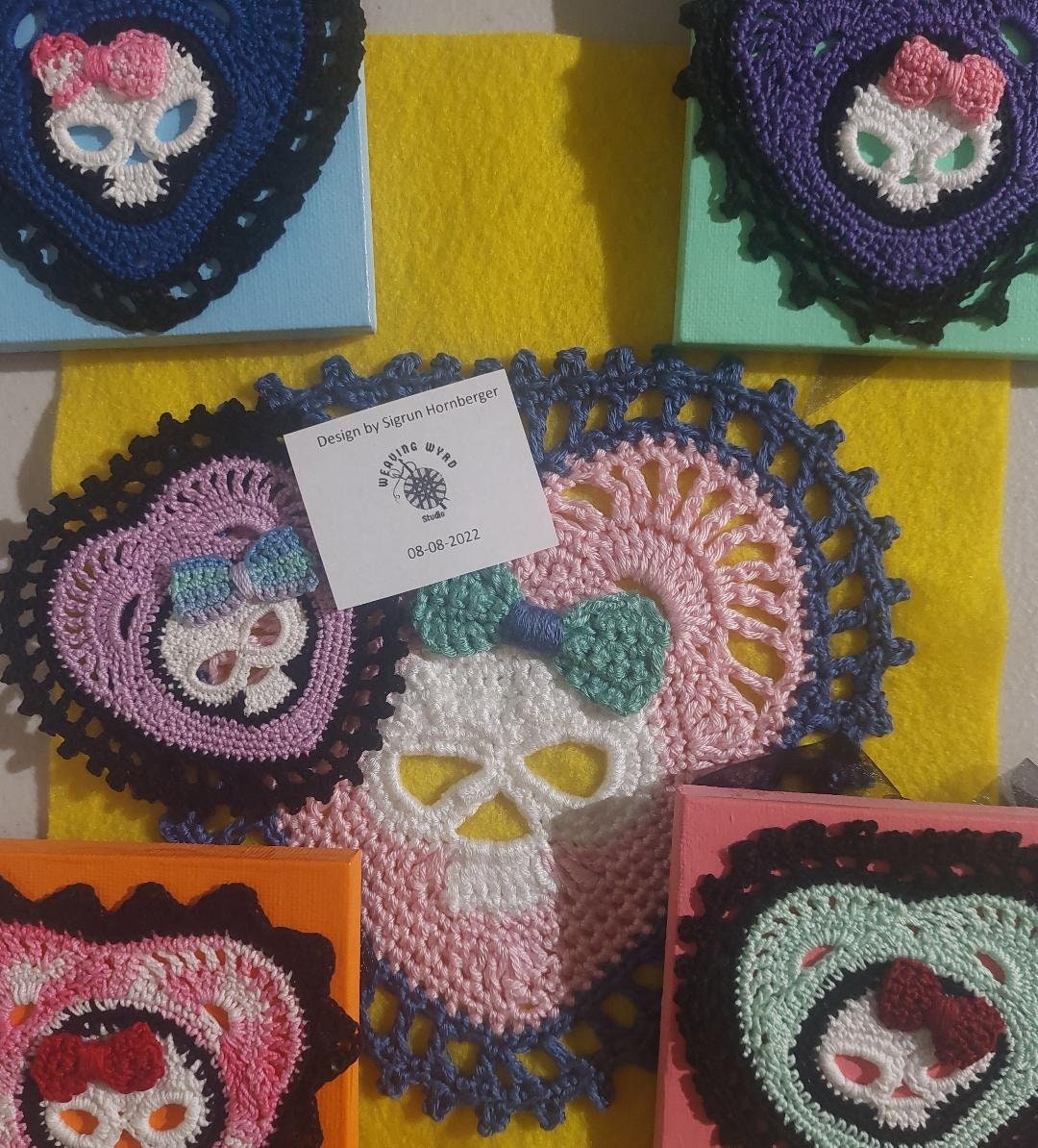 Sugar Skull and Candy Heart Crochet Lace Pattern - Etsy