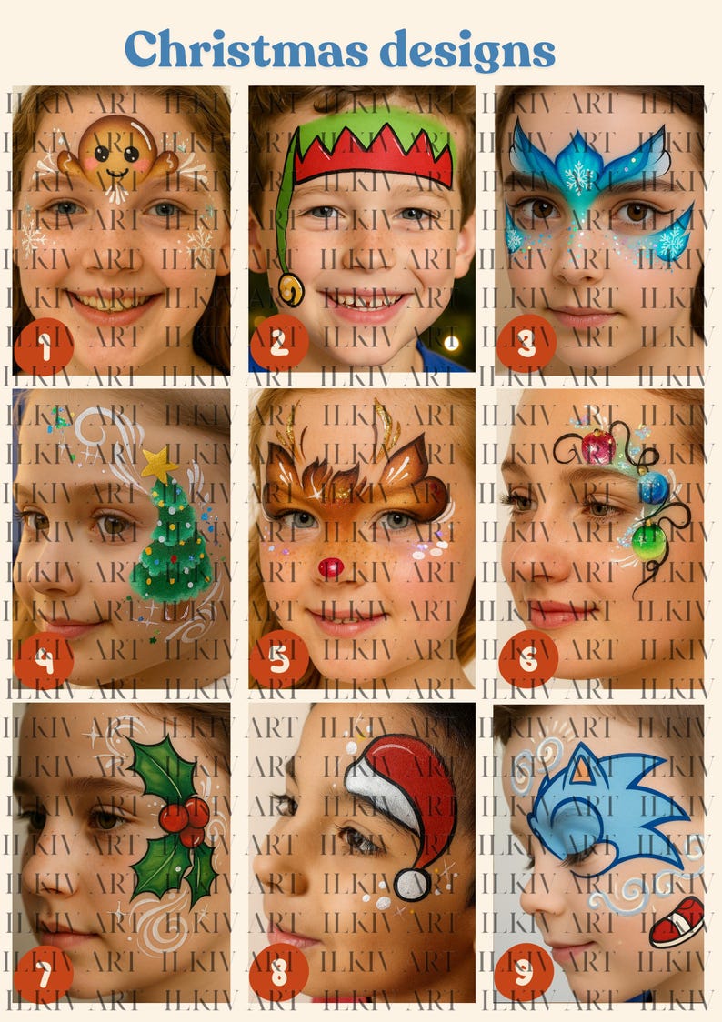 Christmas Face Paint Designs | 18 Painting Ideas Contract as a Gift ...