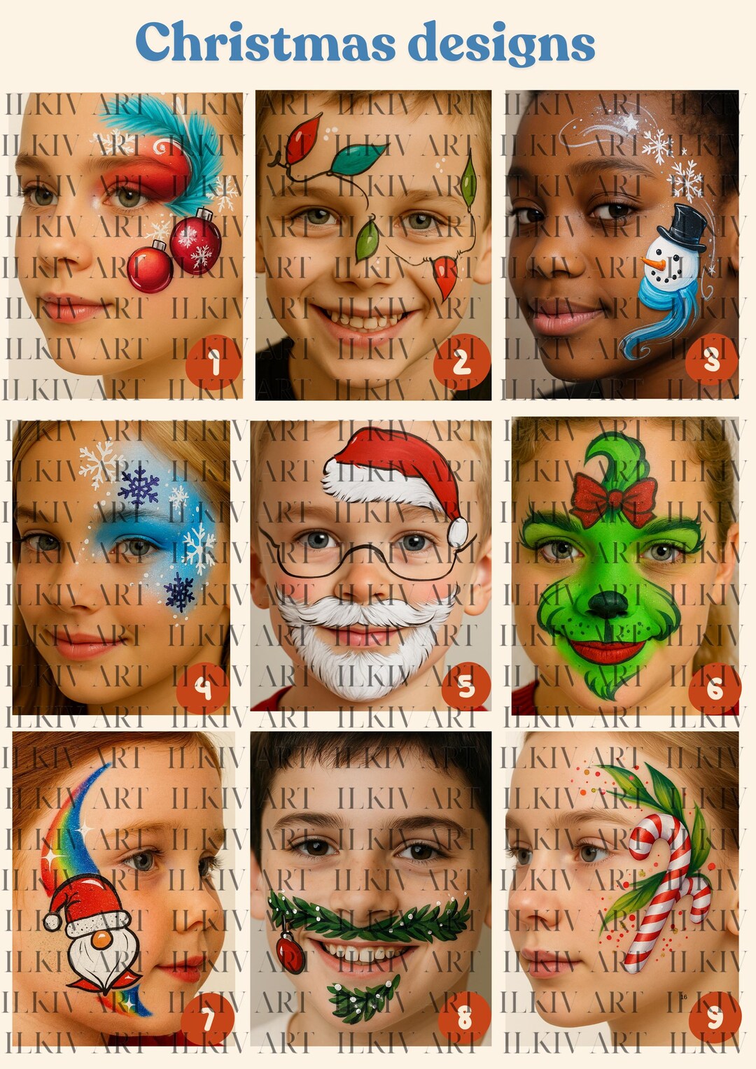 Christmas Face Paint Designs | 18 Painting Ideas Contract as a Gift ...