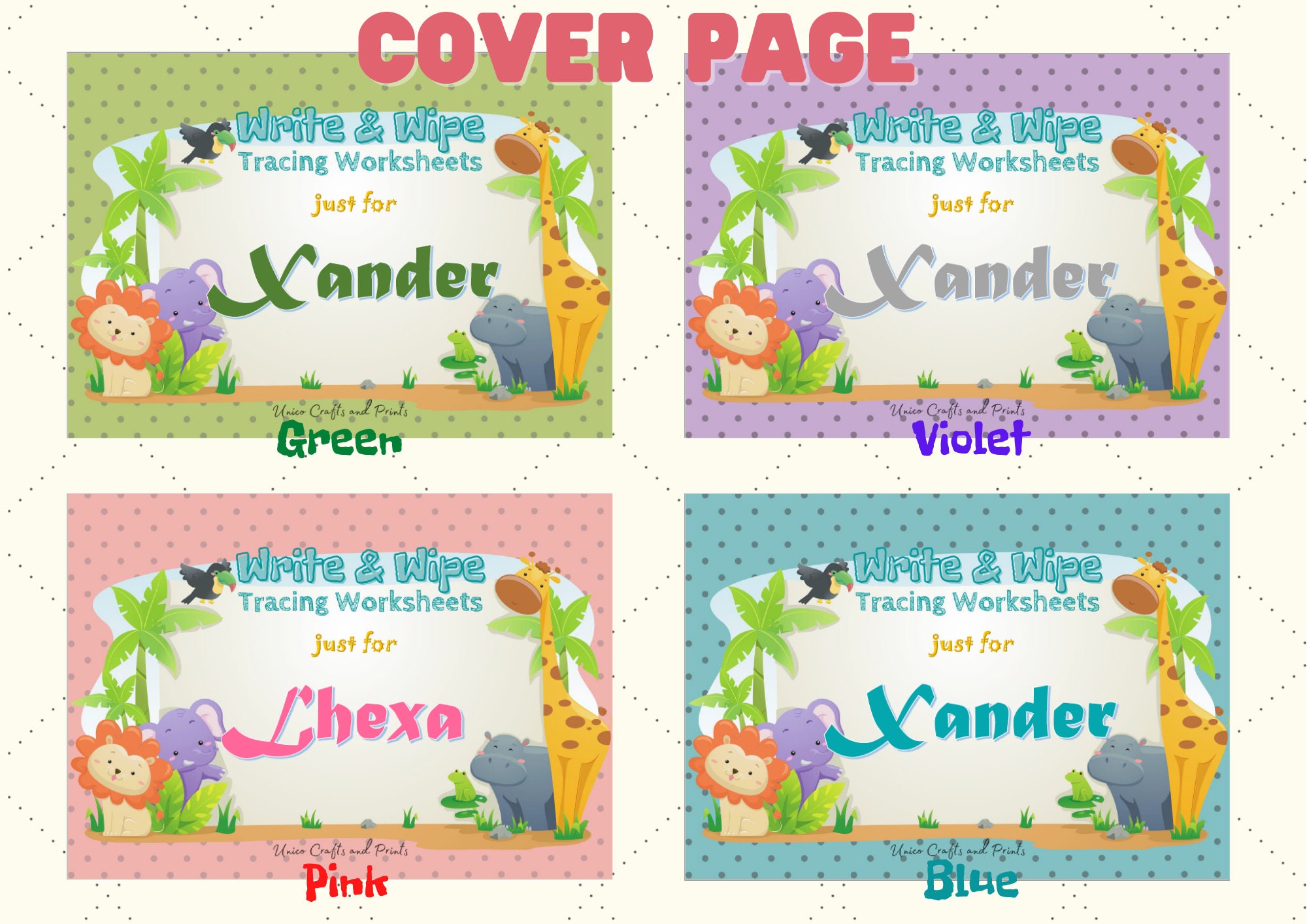 Custom Tracing Sheet Whole Set, Handwriting Practice Personalized ...