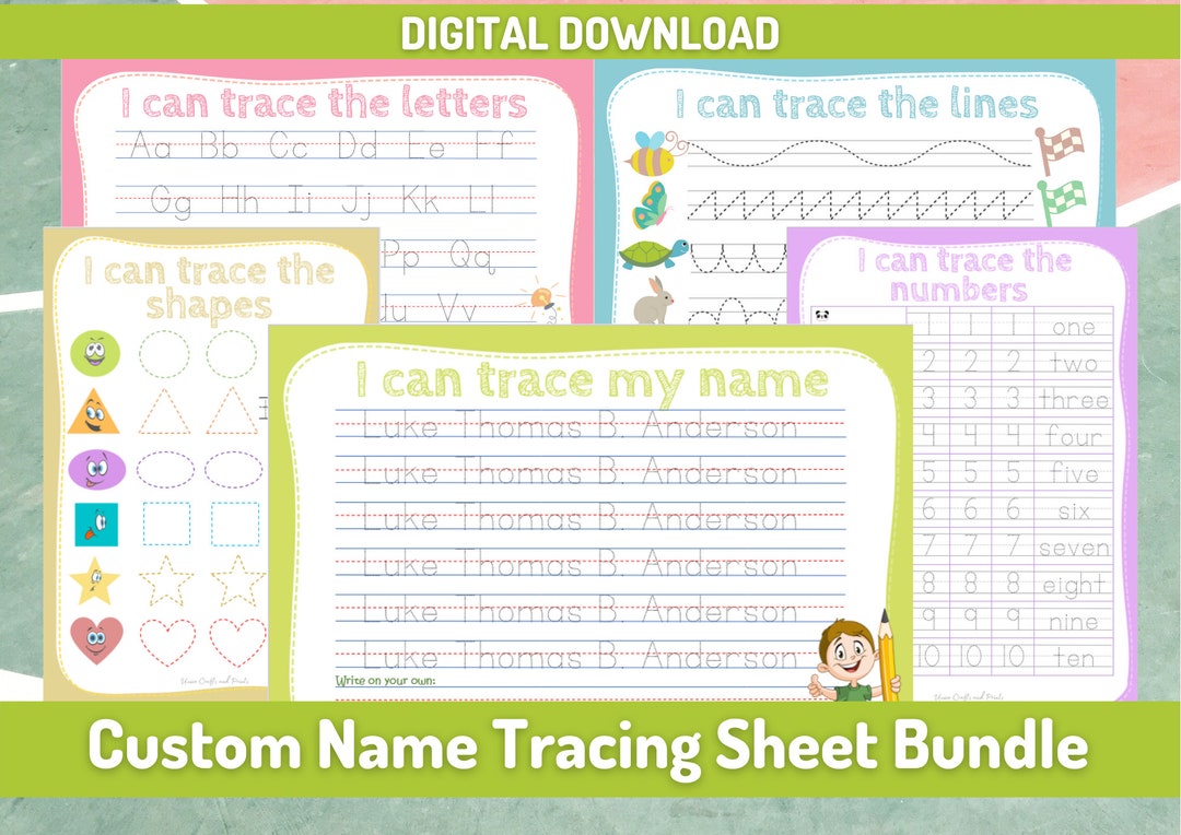 Customized Name Tracing Sheet, Handwriting Practice Personalized With ...