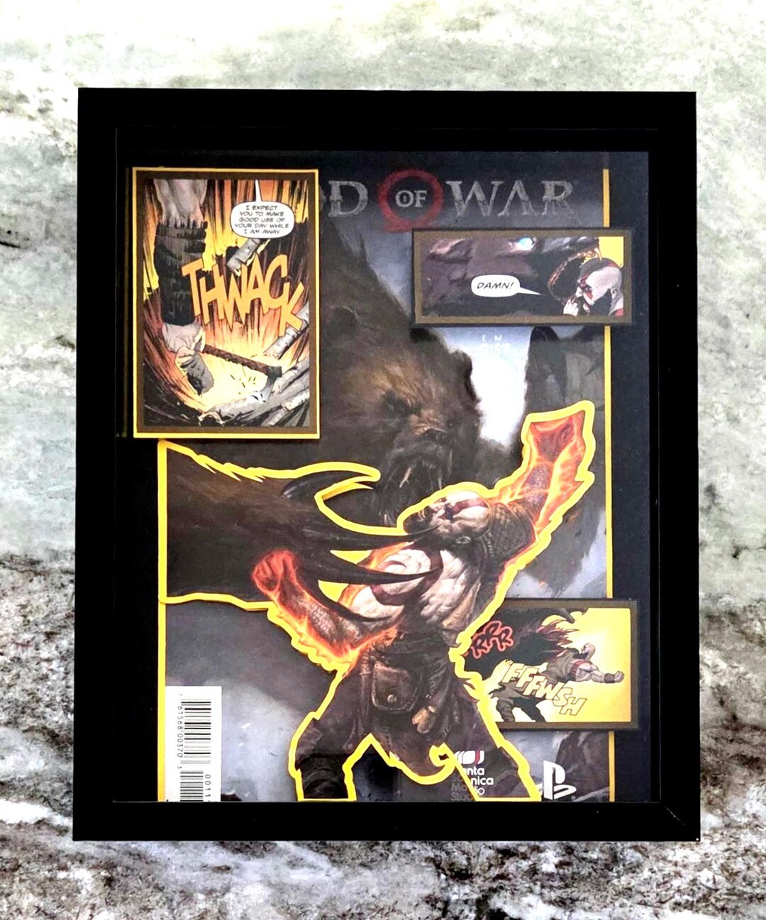 Kratos God of War Custom Shadow Box, Original Comic Book Shadow Box ...