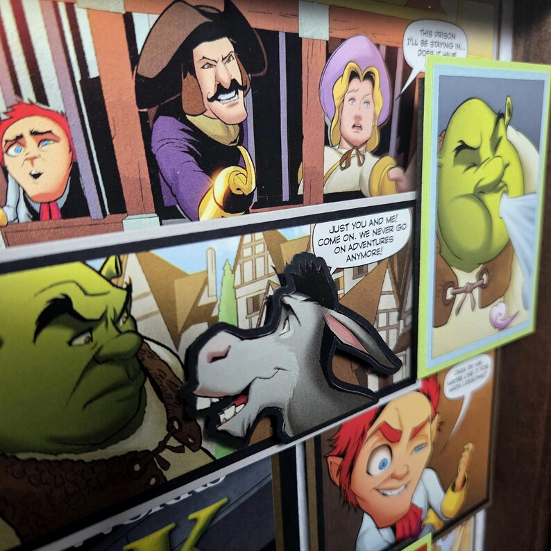Shrek and Donkey Comic Book Shadow Box Art, Collectible Wall Decor - Etsy