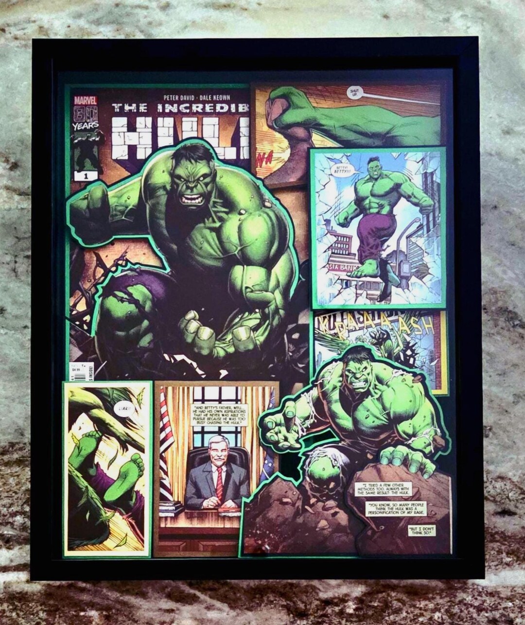 Incredible Hulk Comic Book Shadow Box Art: 3D Marvel Collectible Wall ...
